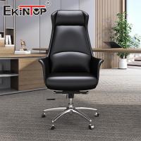 China Custom Black Leather Executive Office Chair With Swivel Ergonomic Drafting Chair for sale