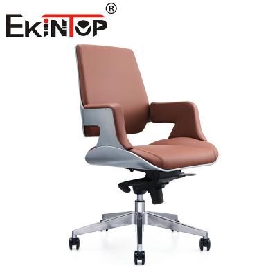 China Modern Commercial Furniture Mid Back Leather Office Chair Vegan Leather Chair for sale