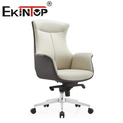 China Office Recliner Chair Leather Modern Executive Adjustable Cowhide Office Chair for sale