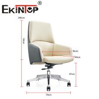 China White Leather Manager Swivel Ergonomic Executive Cowhide Office Chair for sale