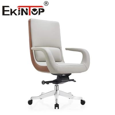 China Comfortable Back Support Computer Leather Swivel Cowhide Office Chair for sale
