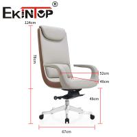 China High Back Metal Office Furniture Cowhide Office Chair  With Aluminium Base for sale