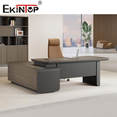 China Ekintop Office Desk Furniture Work Black Solid Wood Office Table Desks for Business for sale