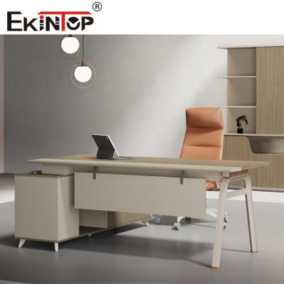 China Ekintop Modern Wooden Corner Office Furniture Executive L Shape Office Table Desks for sale