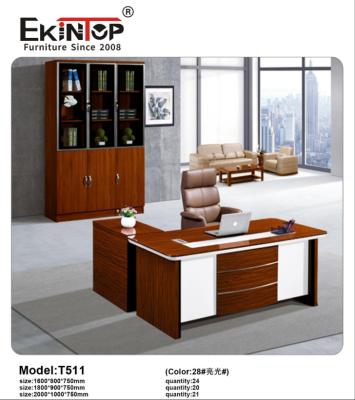 China Ekintop Office Desk Furniture Executive CEO Manager L Shape Modular Wooden Office Desk Set for sale