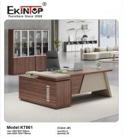 China Ekintop Office Desk Furniture Executive CEO Manager L Shape Modular Wooden Office Desk Set for sale