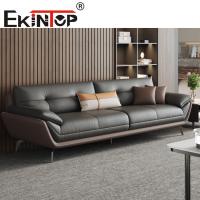 China Ekintop Wooden Modern Executive Designs Italian Style Office Furniture Leather Sofa Set for sale
