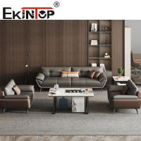 China Ekintop Wooden Modern Executive Designs Italian Style Office Furniture Leather Sofa Set for sale