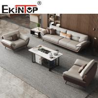 China Ekintop Wooden Modern Executive Designs Italian Style Office Furniture Leather Sofa Set for sale