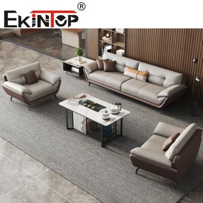 China Ekintop Wooden Modern Executive Designs Italian Style Office Furniture Leather Sofa Set for sale