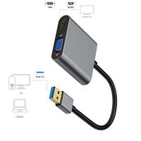 China USB 3.0 Graphics HUB Adapter USB 2 In 1 HDMI VGA 1080p Video Resolution for sale
