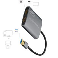 China USB3.0 To Dual HDMI Adapter For 2 Monitors HDMI Port At 4K 60Hz Video Mac OS Support for sale