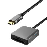 China Type C USB3.2 Gen 1 2 In 1 Card Readers With 20CM USB C Extension Cable for sale