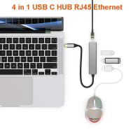 China USB Type C Multi Port 4 In 1 3.0 USB HUB RJ45 Ethernet for sale