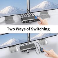 China KVM Switch USB C Dual Monitor Output DisplayPort With 4 Ports USB 2.0 HUB for sale