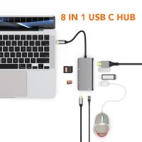 China 8 In 1 USB Type C To HDMI Card Reader RJ45 USB HUB PD Power Deliver Adapter for sale