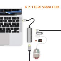 China 6 In 1 USB C To 4K HDMI Video Extender Adapter With USB A Data Port Card Reader Power Delivery for sale