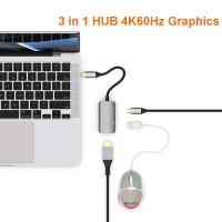 China 3 In 1 USB C Multi Port Video Adapter 4K 60Hz HUB With One USB A Data Port And PD for sale