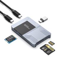 China USB3.2 Gen2 USB C M.2 NVMe SSD Enclosure With UHS-I SD TF Card Reader HUB 10G USB C for sale