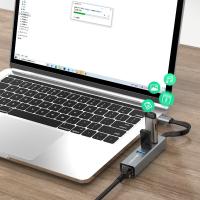 China Flexible USB C Cable Adding an Expansion Three USB A HUB And Gigabit Ethernet for sale