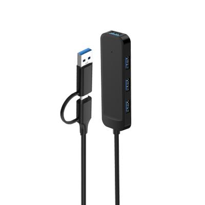 China 4 Ports USB TYPE-A and TYPE-C 3.0 Combo HUB in ABS Plastic Materials for sale