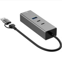 China New 4 IN 1 Dual Port USB A & C 2.5G Ethernet Adapter With 2Ports USB C And USB A HUB for sale
