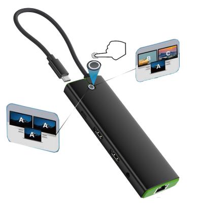 China USB-C Multiport Hub with Touch-Sensitive MST/SST Switch, Dual 4K60Hz HDMI, and 10-Port Expansion for Workstations for sale