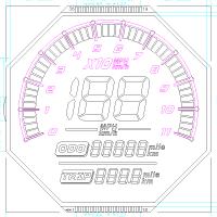 China Custom Irregularly Shaped HTN Display Screen For Motorcycles 6 O'CLOCK 7 Segment Lcd Glass Panels for sale