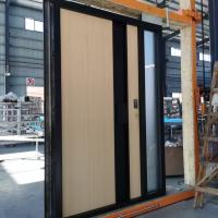 China Handle Black Wooden Aluminium Garden Door Noiseless Aluminium Pivot Entrance Doors for sale