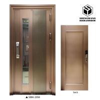China Anti Theft Powder Coated Finish Modern Aluminum Entry Doors Commercial Grey for sale