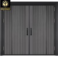 China OEM Stainless Steel Entrance Door Golden Powder Coated Metal Exterior Doors for sale