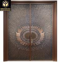 China OEM Stainless Steel Entrance Door Golden Powder Coated Metal Exterior Doors for sale