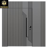 China Black Powder Door Stainless Steel Entry Door Heat Transfer Print 2.0mm Solid Metal Exterior Doors for sale