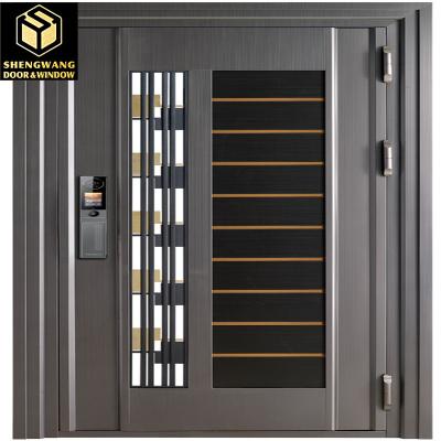 China Hotel And Villa Stainless Steel Entrance Door With Handles Locks Steel Front Doors for sale