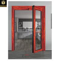 China Red And Black Aluminium Glass Hinged Door With Aluminium Big Folding Doors For ODM for sale