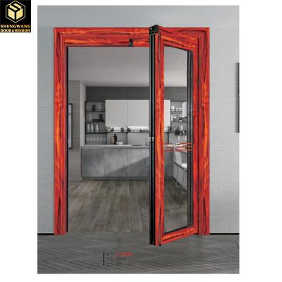 China Red And Black Aluminium Glass Hinged Door With Aluminium Big Folding Doors For ODM for sale
