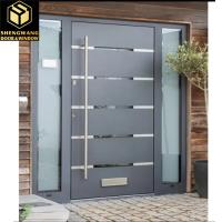 China Powder Coated With Aesthetics Solid Aluminum Exterior Doors For Main Entrance for sale