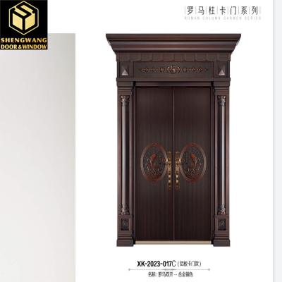 China Customized Wood Color All Aluminum Entrance Door For Biggest House Building for sale