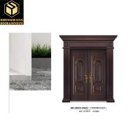 China Anti Theft Powder Coated Finish Modern Aluminum Entry Doors Commercial Grey for sale