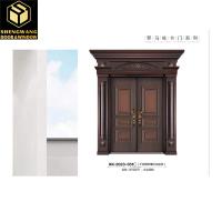China Anti Theft Powder Coated Finish Modern Aluminum Entry Doors Commercial Grey for sale