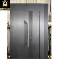 China Handle Black Wooden Aluminium Garden Door Noiseless Aluminium Pivot Entrance Doors for sale