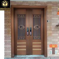 China Anti Theft Powder Coated Finish With Modern Aluminum Entrance Doors for sale