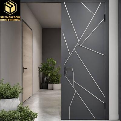 China Anti Theft Powder Coated Finish With Modern Aluminum Entrance Doors for sale