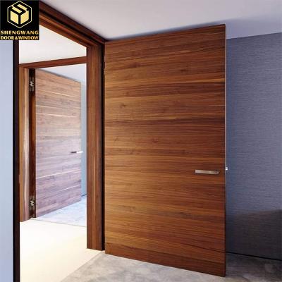 China Handle Black Wooden Aluminium Garden Door Noiseless Aluminium Pivot Entrance Doors for sale