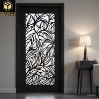 China Handle Black Wooden Aluminium Garden Door Noiseless Aluminium Pivot Entrance Doors for sale