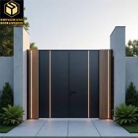 China Fire Resistance With Brown Aluminum Garden Gate And Smart Locks For Aluminum Side Gates for sale