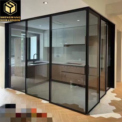 China Living Hall Bedroom Aluminium Glass Hinged Door Hinged Aluminium Doors 35 - 45MM for sale