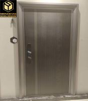 China Commercial 4 X 8 Black Aluminum Interior Doors Fire Rated Metal Doors With Finishing Panel for sale