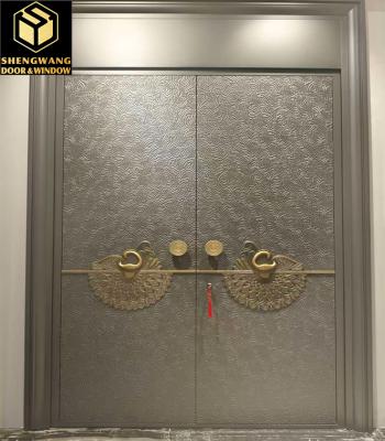 China Commercial 4 X 8 Black Aluminum Interior Doors Fire Rated Metal Doors With Finishing Panel for sale