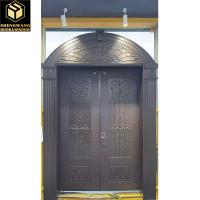 China Handle Black Wooden Aluminium Garden Door Noiseless Aluminium Pivot Entrance Doors for sale